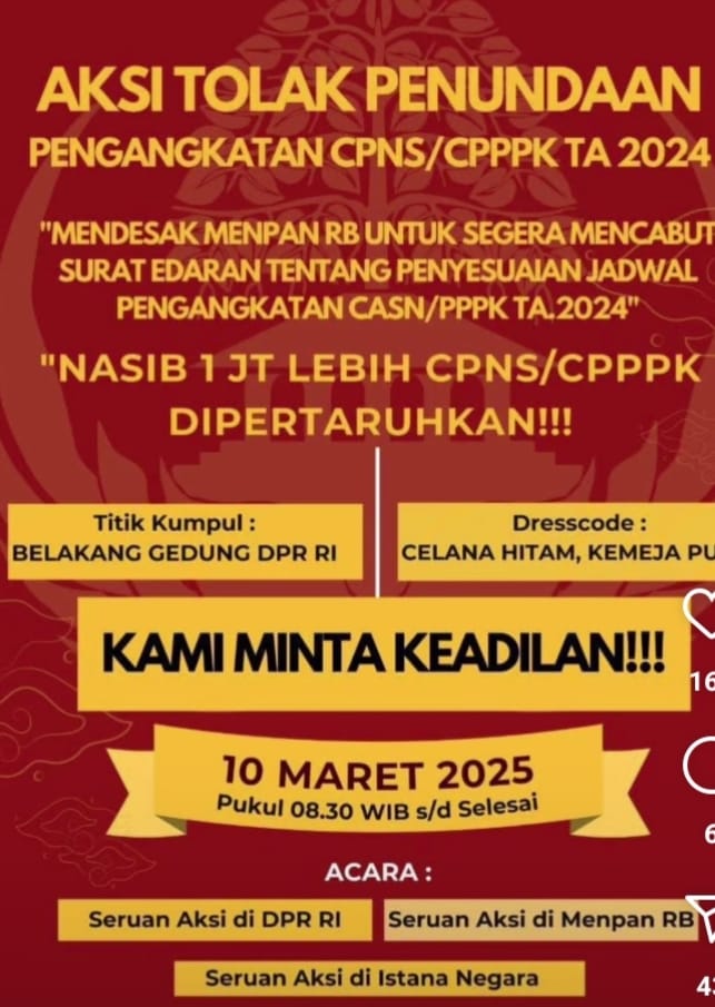 Beredar Seruan Aksi Tolak Penundaaan Pengangkatan CPNS/PPPK 2024 ...